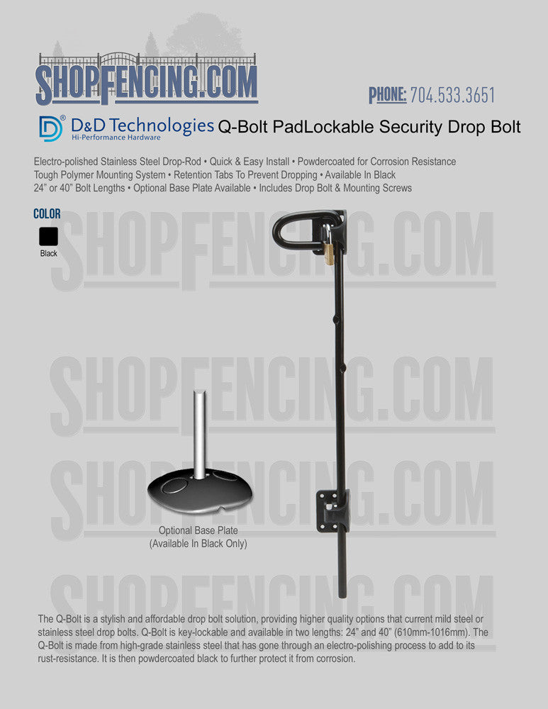 Security Drop Bolt - Q-Bolt – Shop Fencing