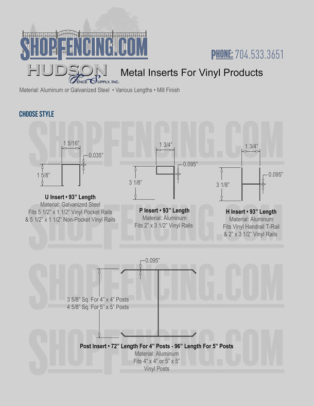 Metal Inserts For Vinyl Rails & Posts – Shop Fencing